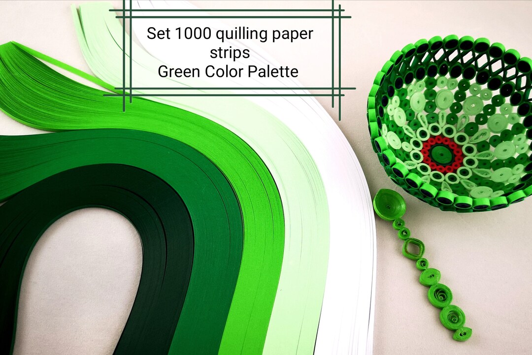 Pack of 1000 Quilling Paper Strips (green Color Palette) 5 Colors, 29.7 ...