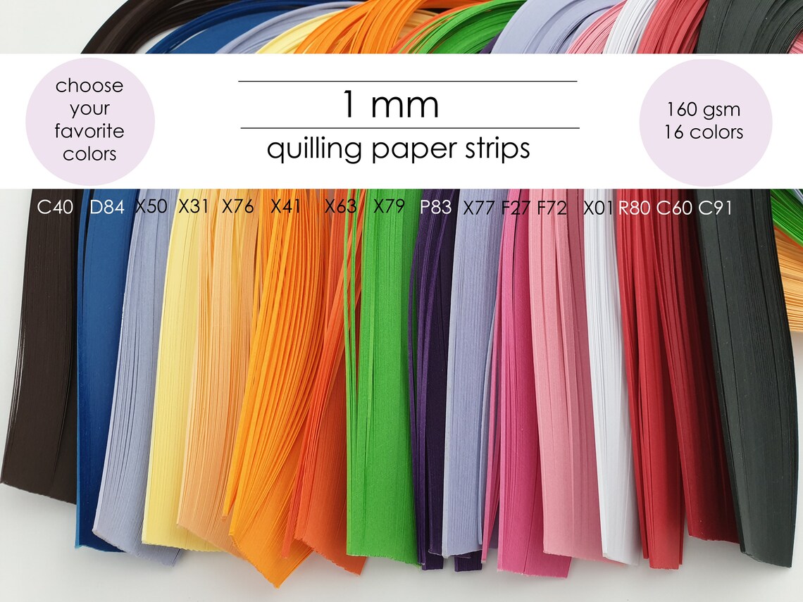 1 Mm Quilling Paper Strips 160 Gsm 100 Strips/pack - Etsy