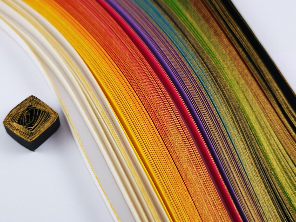 Golden Edges Quilling Paper 200 Long Strips With Sticky End - Etsy