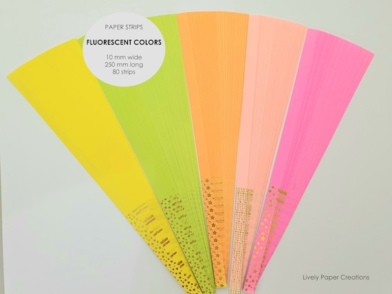 10 Mm Paper Strips Fluorescent Colors 250 Mm Long 80 Strips | Etsy