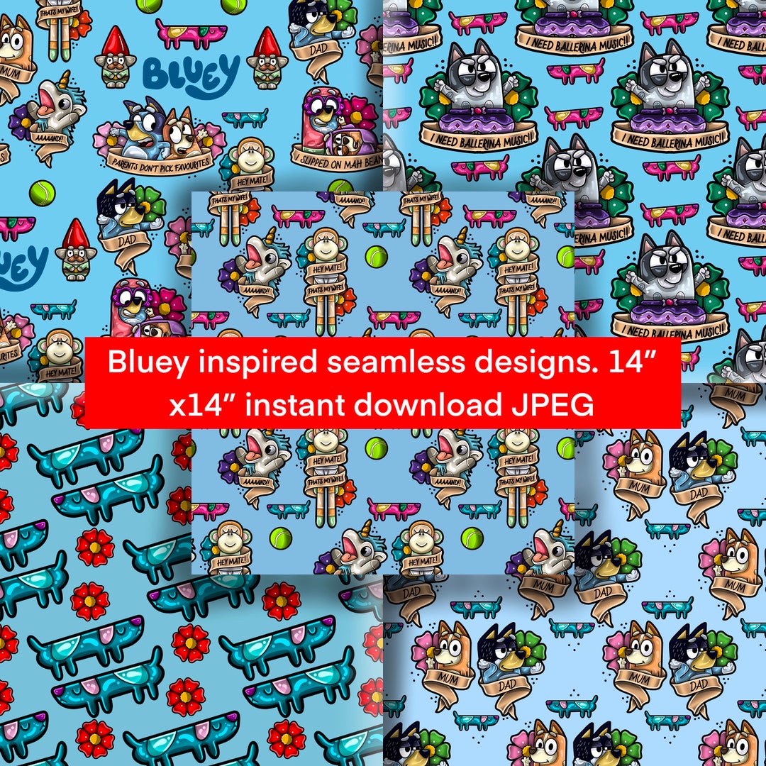 Bluey Inspired Seamless Design 14x14 400dpi. Instant Download. - Etsy