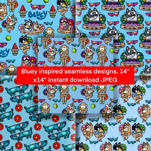 Bluey Inspired Seamless Design 14x14 400dpi. Instant Download. - Etsy
