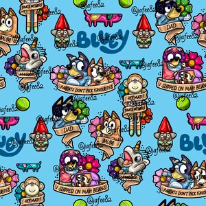 Bluey Inspired Seamless Design 14x14 400dpi. Instant Download. - Etsy