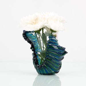 Ocean Blue Glass Vase for Flowers Sea Blue Candle Holder Glass ...