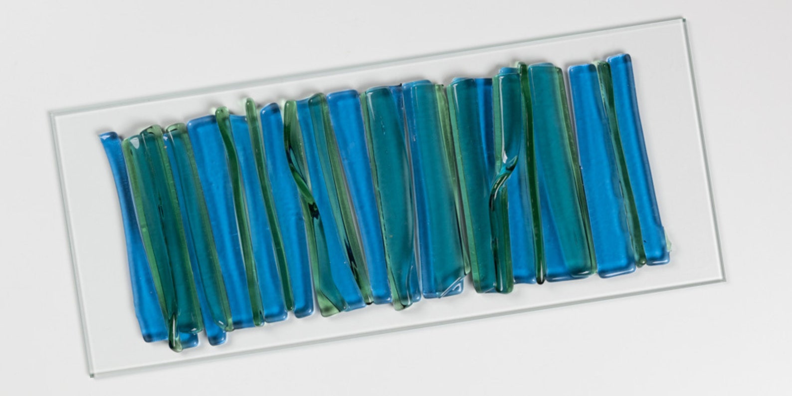 Sea Blue Fused Glass Wall Art: Handmade Modern Coastal Decor, Interior ...