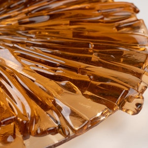 Fused Glass Round Wall Art Decor: Handmade Amber Glass Panel, 3D Home ...