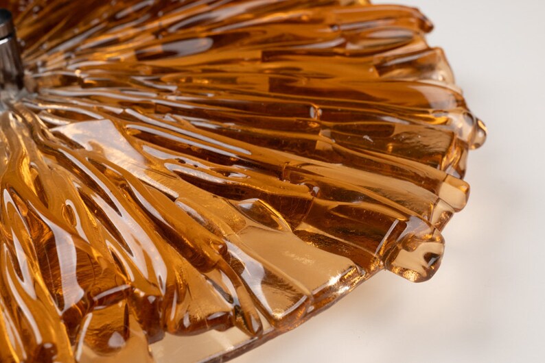 Fused Glass Round Wall Art Decor: Handmade Amber Glass Panel, 3D Home ...