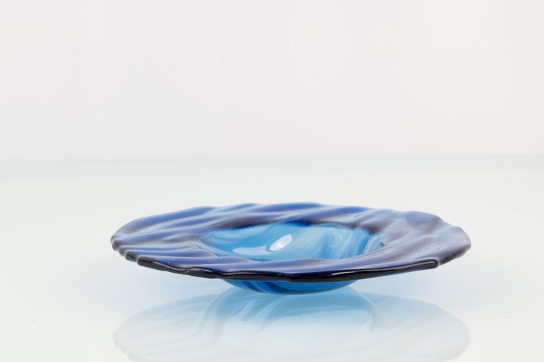 Sky Blue Fused Glass Functional Glass Plate Serving Plate Fused Glass ...