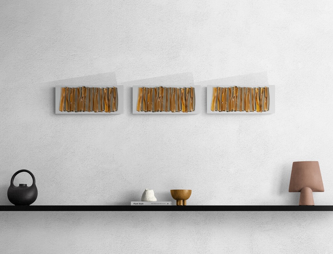 Chocolate Glass Wall Panel | Amber Fused Glass Art | 3D Brown Glass ...