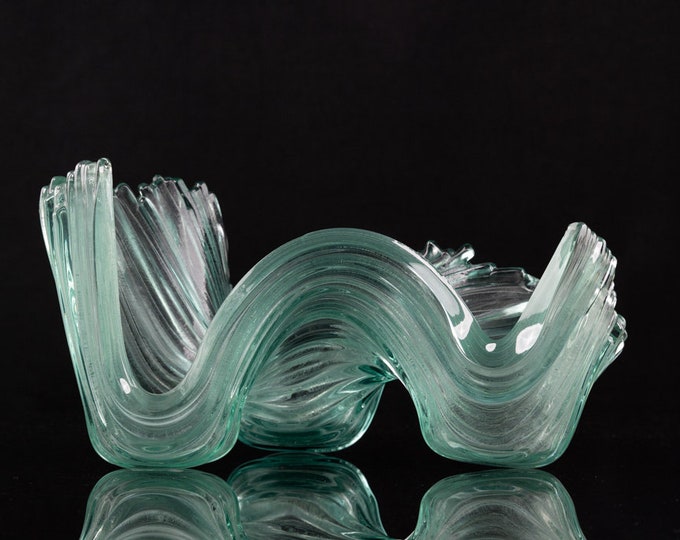 Clear Glass Sculpture Functional Table Artwork Fused Glass Art ...