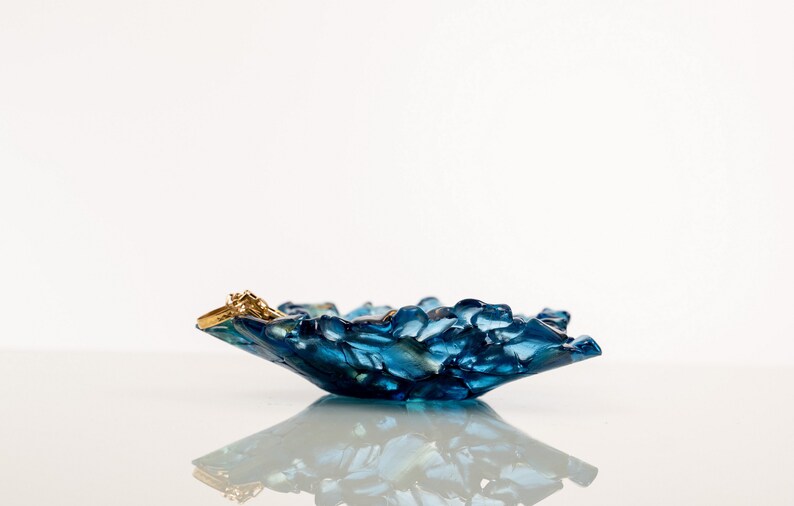 Blue Jewelry Dish Blue Fused Glass Blue Glass Dish Minimalist Art Small ...