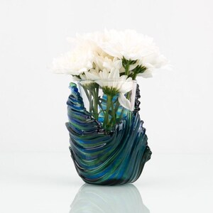 Ocean Blue Glass Vase for Flowers Sea Blue Candle Holder Glass ...
