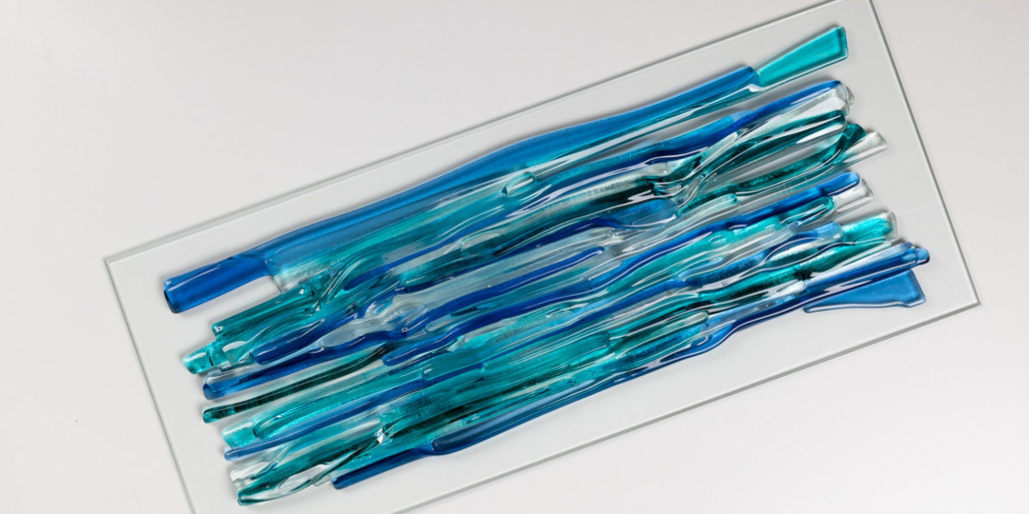 Aqua Blue Fused Glass Wall Art – Handmade Coastal Panel, Home Decor ...