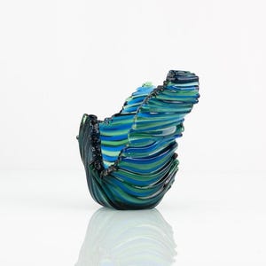 Ocean Blue Glass Vase for Flowers Sea Blue Candle Holder Glass ...