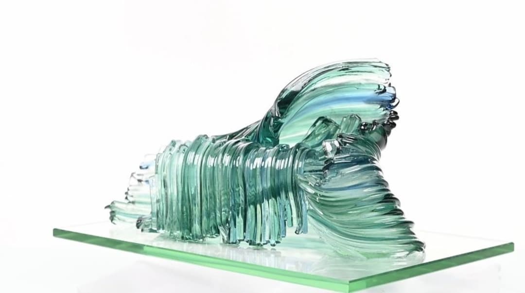 Ocean Art Sculpture Ocean Glass Decor Waves Art Coastal Decor Fused ...