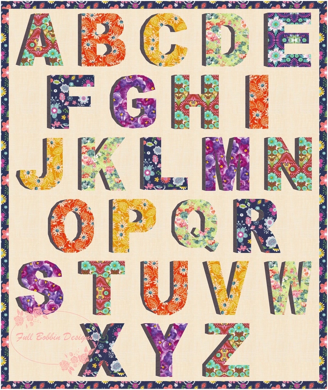 3D Uppercase Alphabet, Foundation Paper Piecing Pattern (FPP), Quilt ...