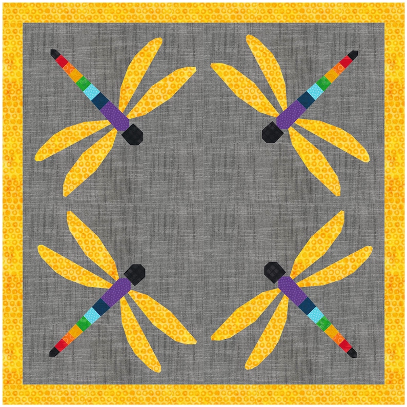 Dragonfly, Foundation Paper Piecing Pattern (FPP), Quilt Block, PDF ...