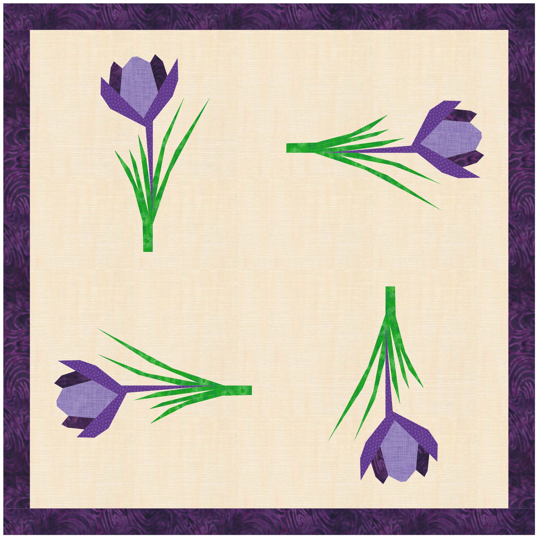 Crocus, Flower Foundation Paper Piecing Pattern (FPP), Quilt Block, PDF ...