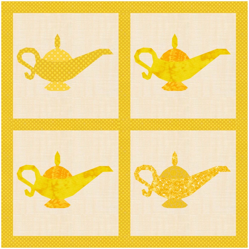Three Wishes, Genie Lamp, Foundation Paper Piecing Pattern (FPP), Quilt ...