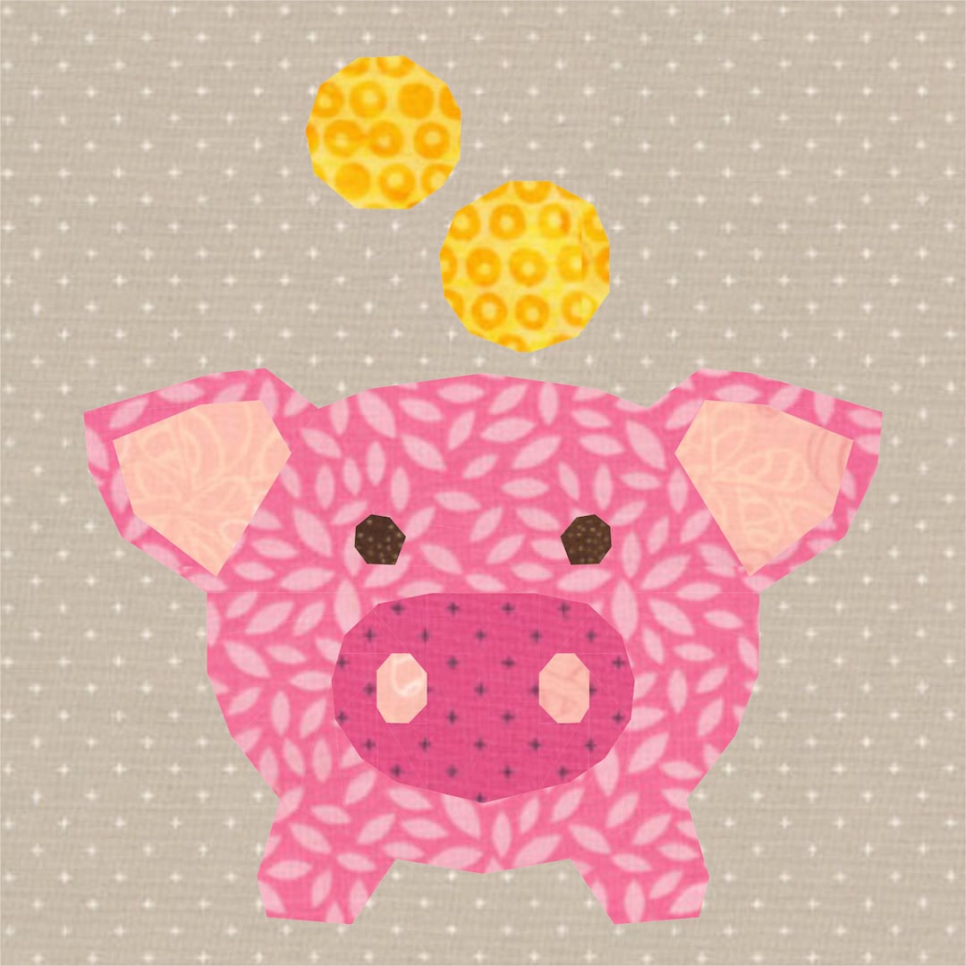 Piggy Bank, Foundation Paper Piecing Pattern (FPP Pattern), Quilt Block ...