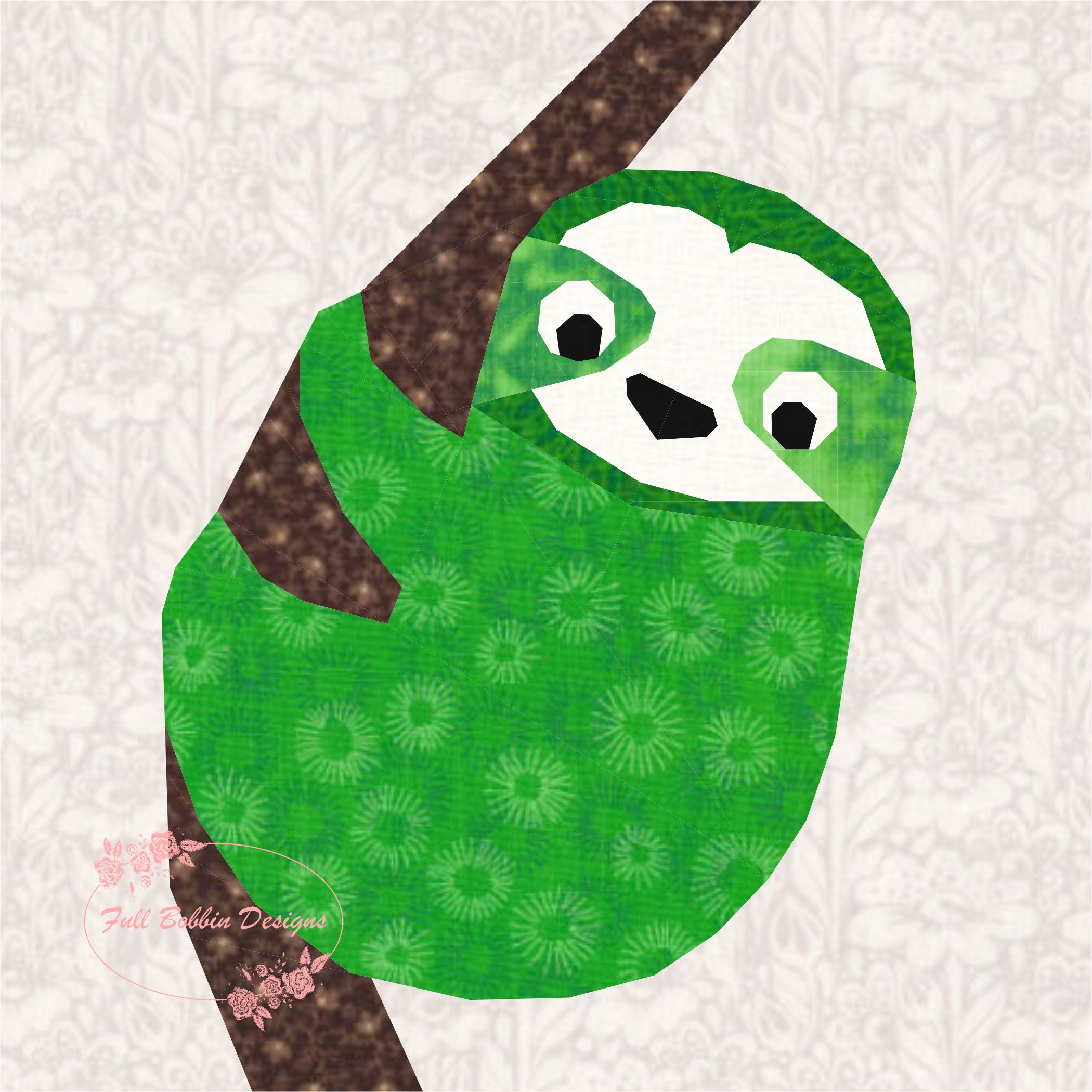 Sloth, Foundation Paper Piecing Pattern (FPP Pattern), Quilt Block, PDF ...