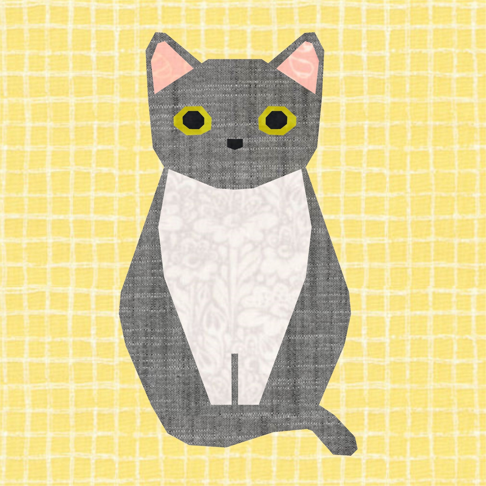 Cat! Foundation Paper Piecing Pattern (FPP Pattern), Quilt Block, 6 ...