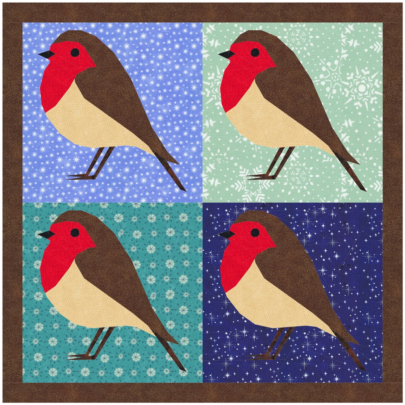 Robin Redbreast, Foundation Paper Piecing Pattern (FPP), Quilt Block ...