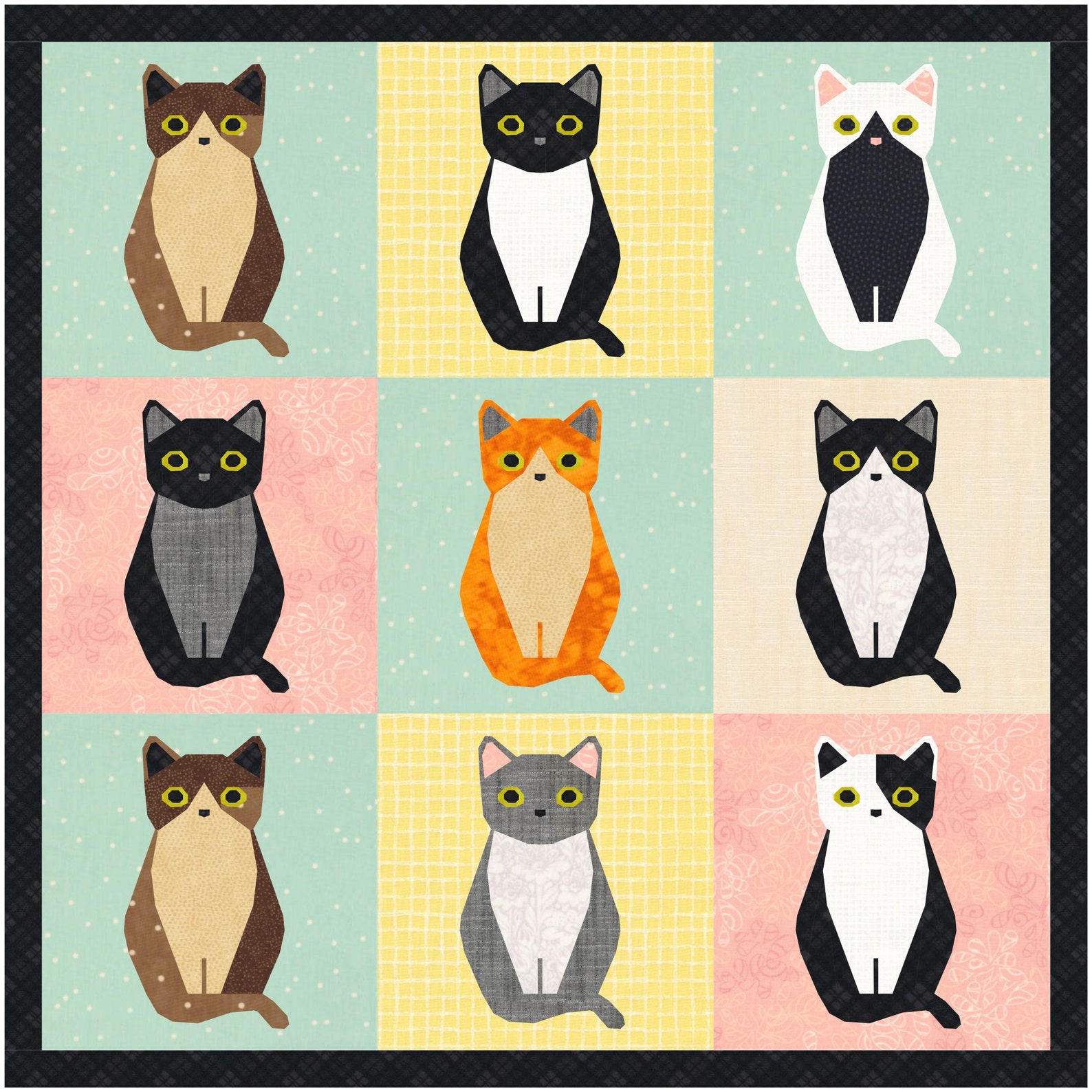 Cat Foundation Paper Piecing Pattern FPP Pattern, Quilt Block, 6 Sizes ...