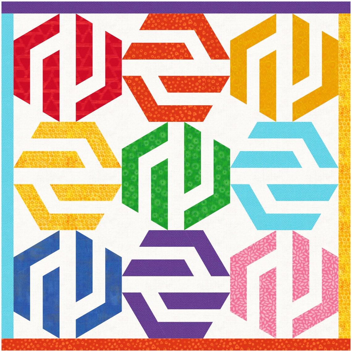 Hex Maze Hexagon Foundation Paper Piecing Pattern FPP - Etsy