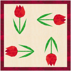 Tiptoe Through the Tulips, Flower Foundation Paper Piecing Pattern (FPP), Quilt Block, PDF ...