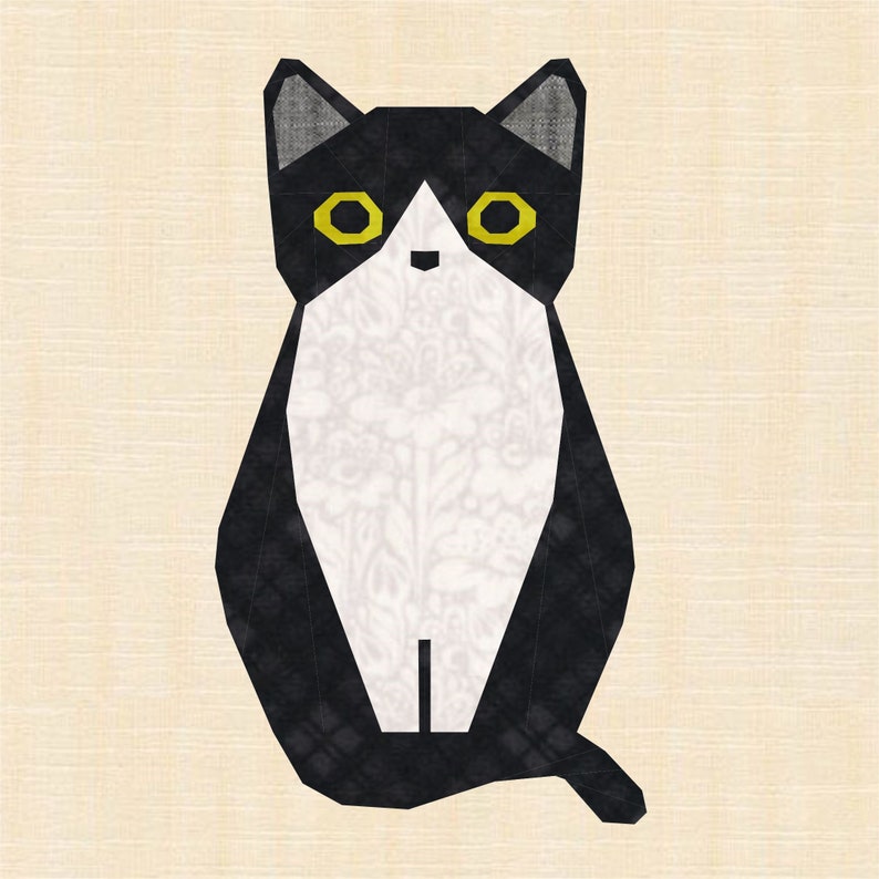 Cat Foundation Paper Piecing Pattern FPP Pattern Quilt | Etsy