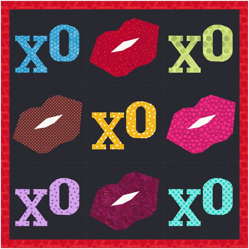 Kisses Foundation Paper Piecing Pattern FPP Quilt Block - Etsy