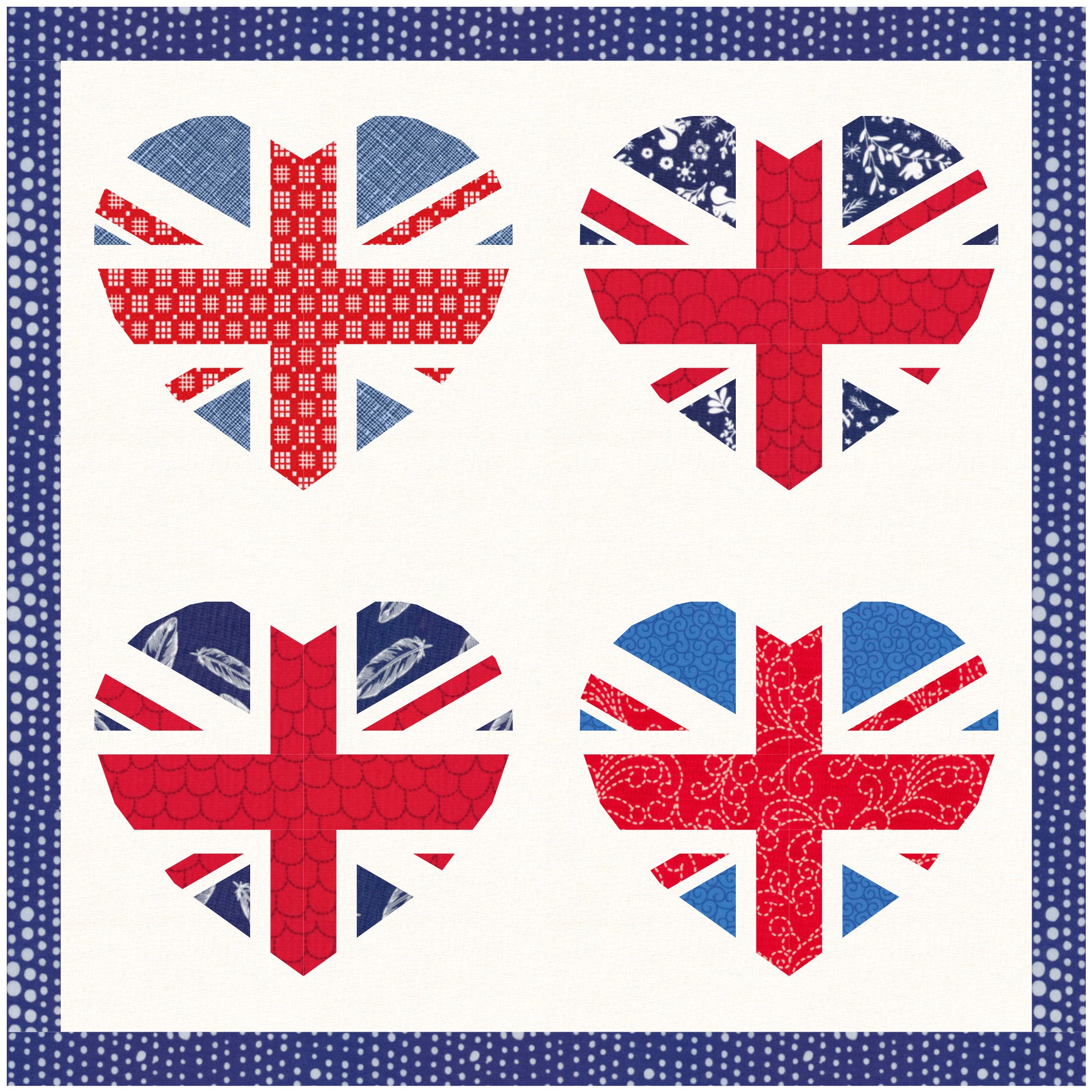 Union Jack Heart Foundation Paper Piecing Pattern FPP - Etsy