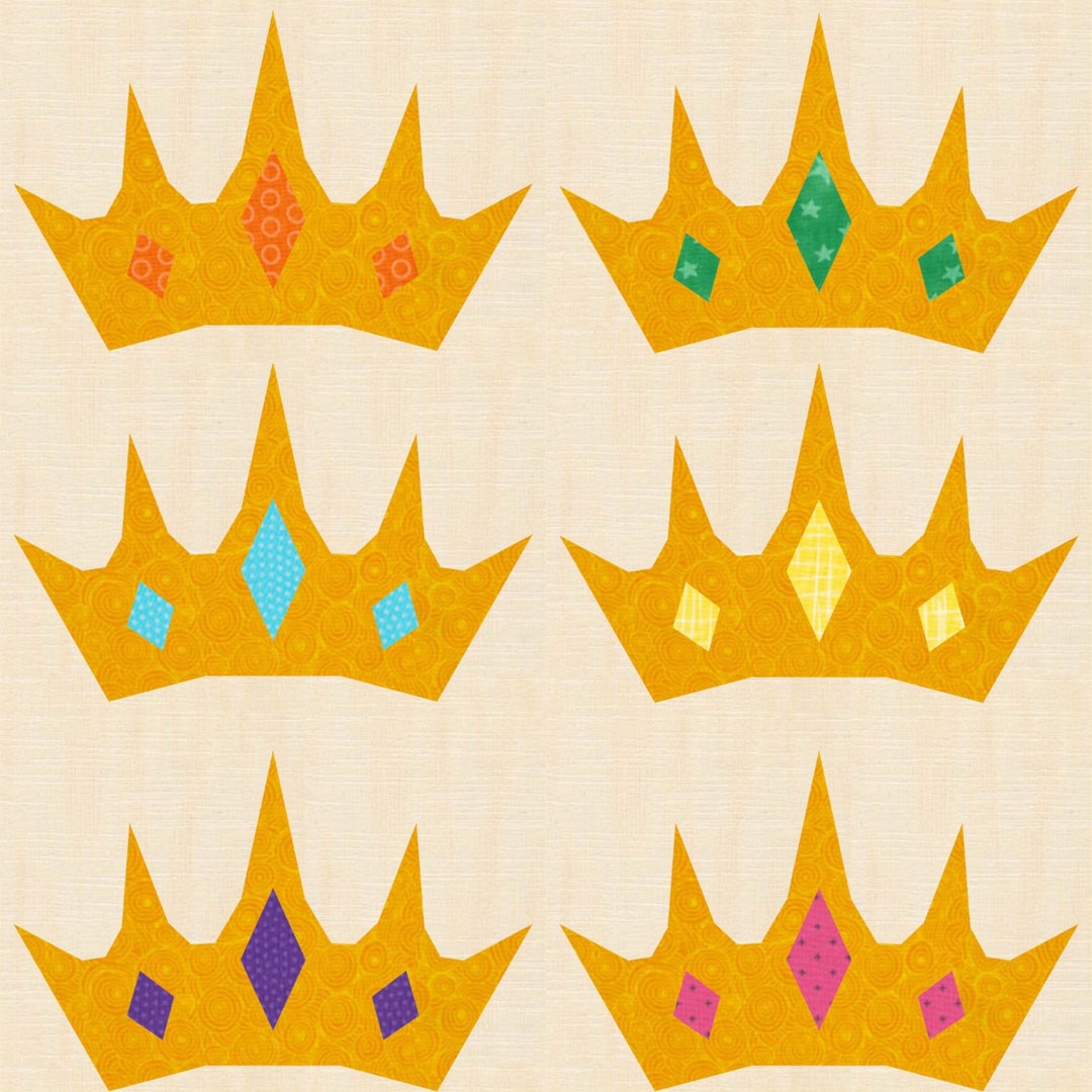 Princess Crown, Foundation Paper Piecing Pattern (FPP), Quilt Block ...