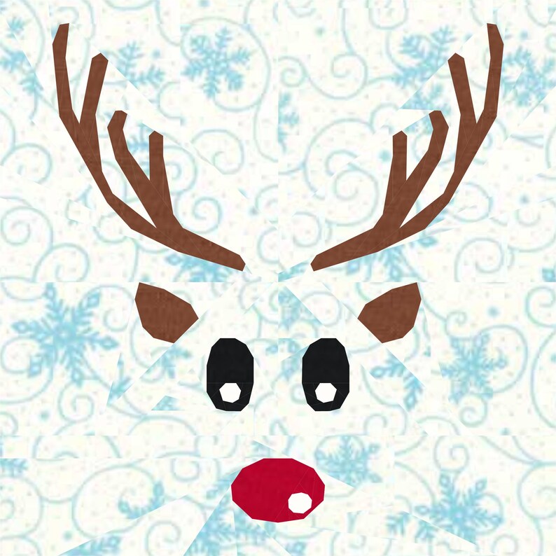 Red Nosed Reindeer Foundation Paper Piecing Pattern FPP | Etsy