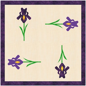 Iris, Flower Foundation Paper Piecing Pattern (FPP), Quilt Block, PDF ...