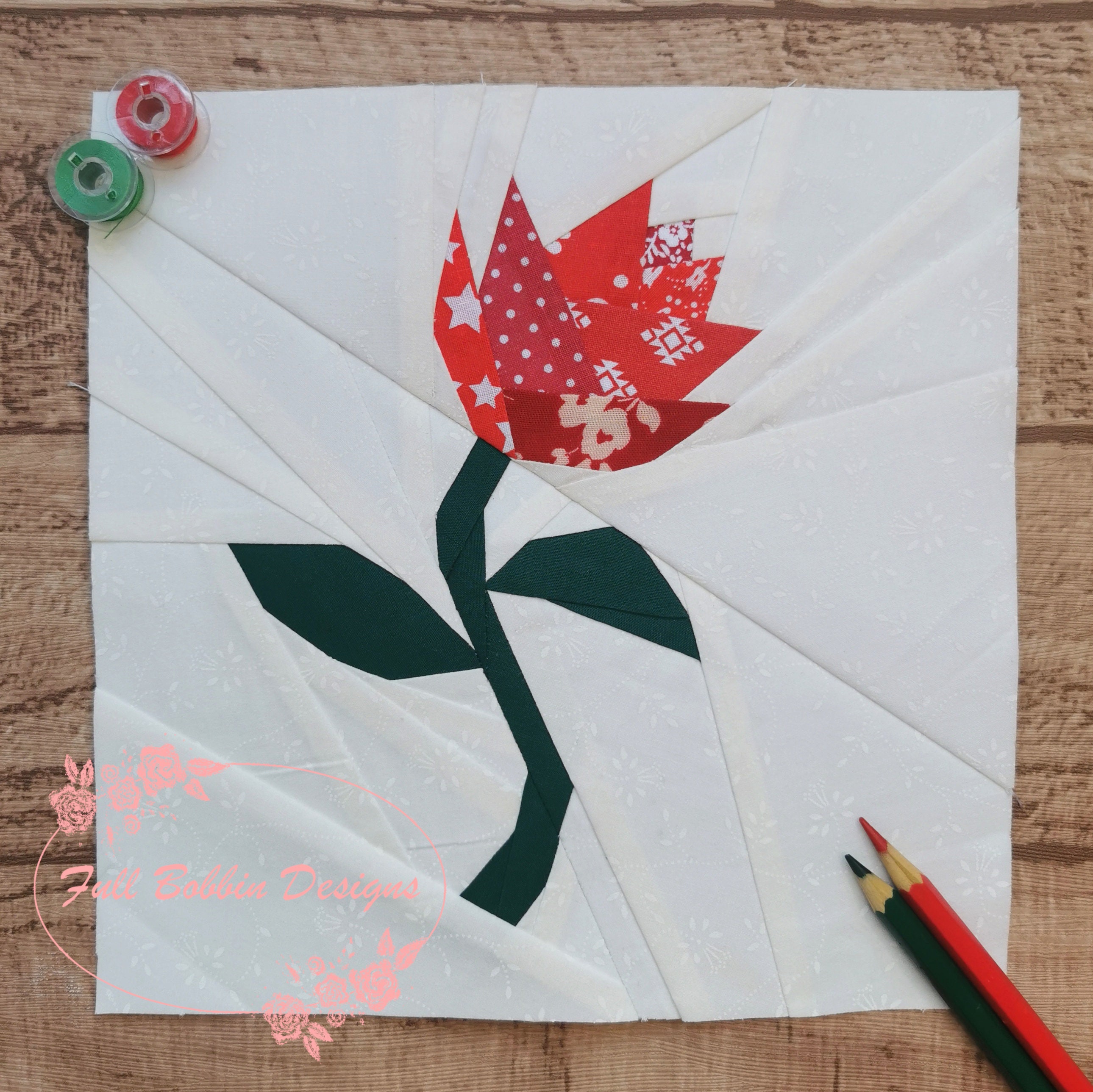 Single Rose Flower Foundation Paper Piecing Pattern FPP - Etsy