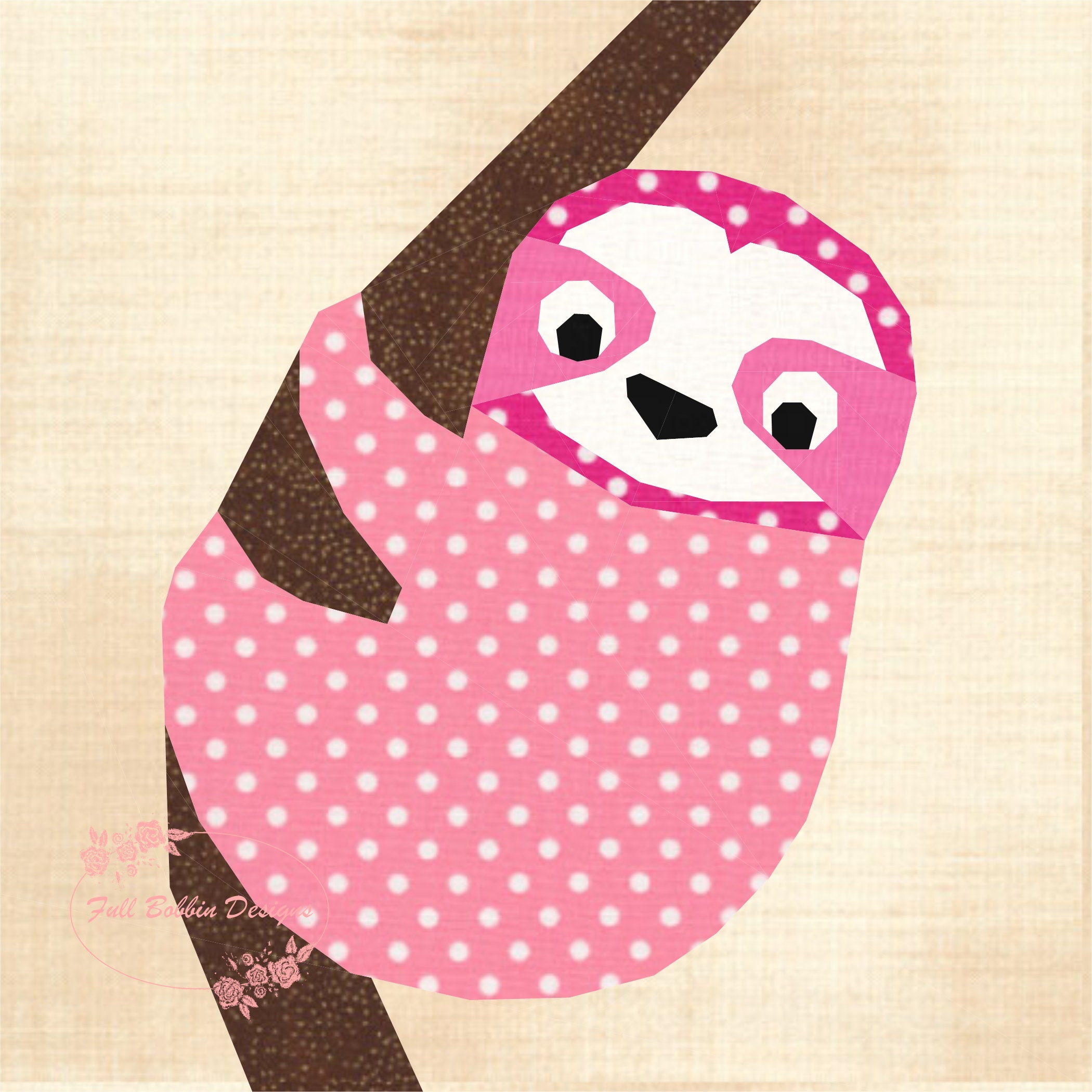 Sloth, Foundation Paper Piecing Pattern (FPP Pattern), Quilt Block, PDF ...