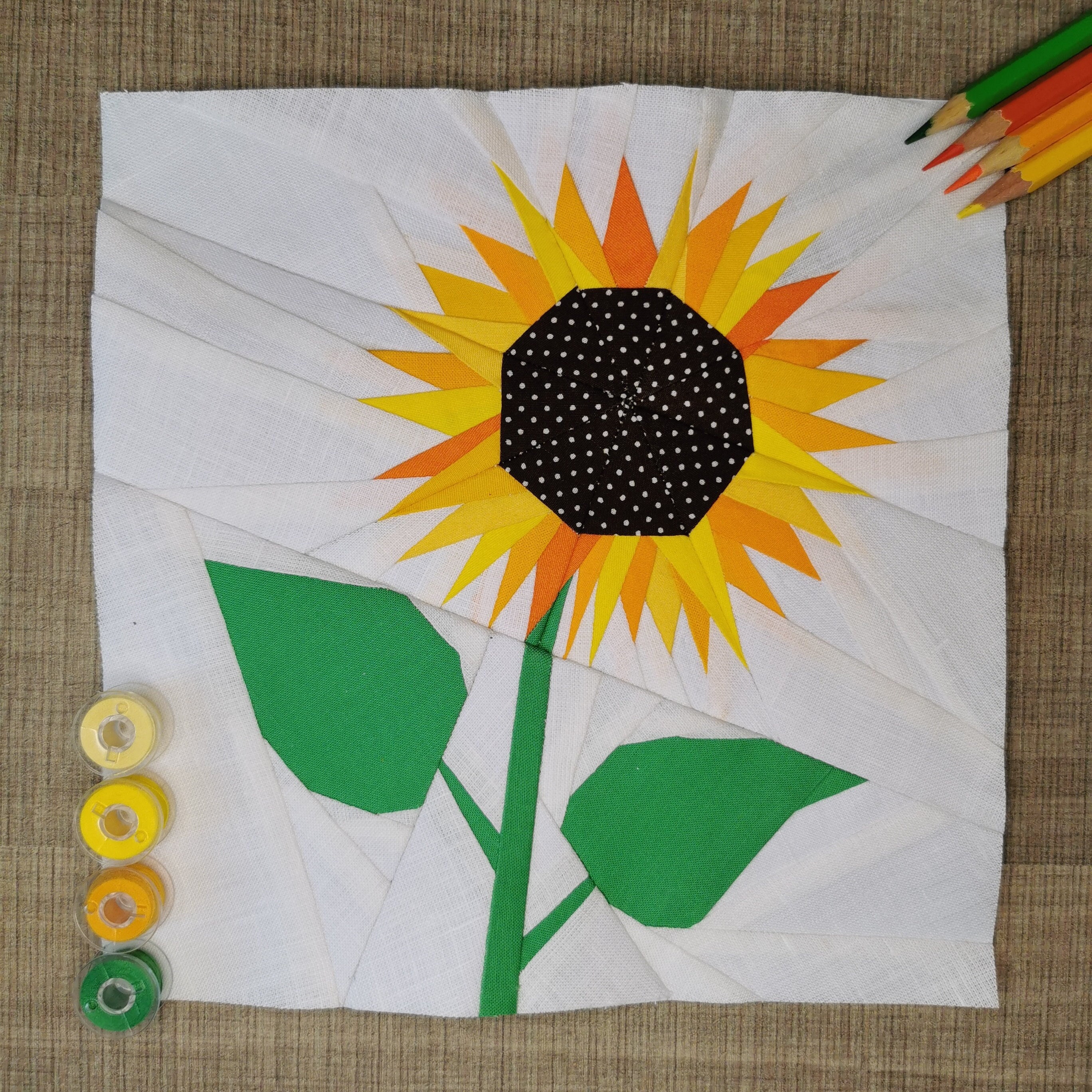 Sunflower, Foundation Paper Piecing Pattern (FPP), Quilt Block, PDF ...