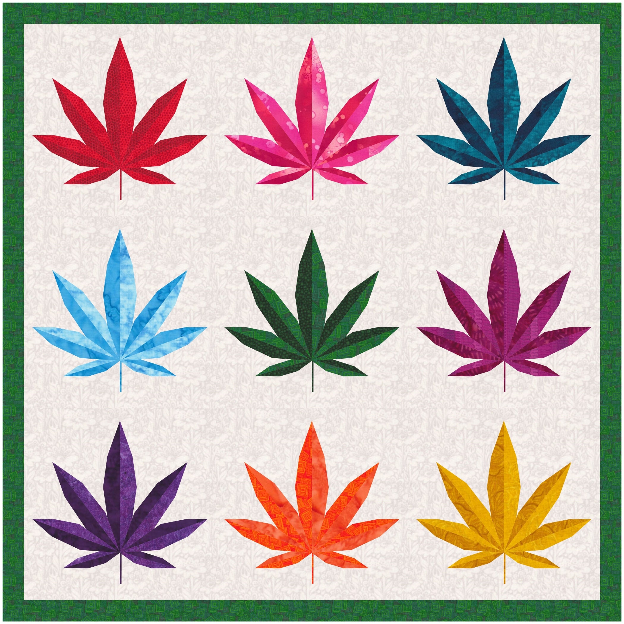 Pot Leaf, Marijuana, Foundation Paper Piecing Pattern (FPP), Quilt ...