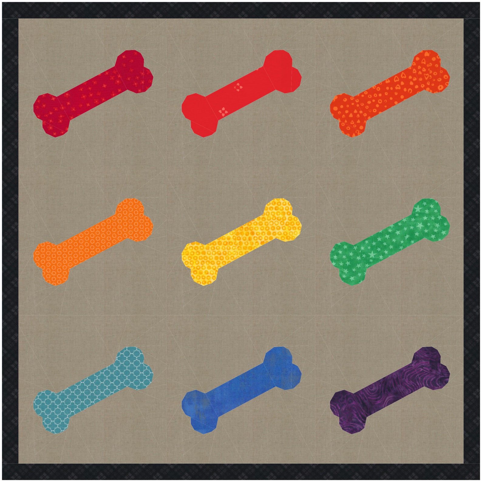 Give a Dog a Bone. Foundation Paper Piecing Pattern (FPP Pattern ...