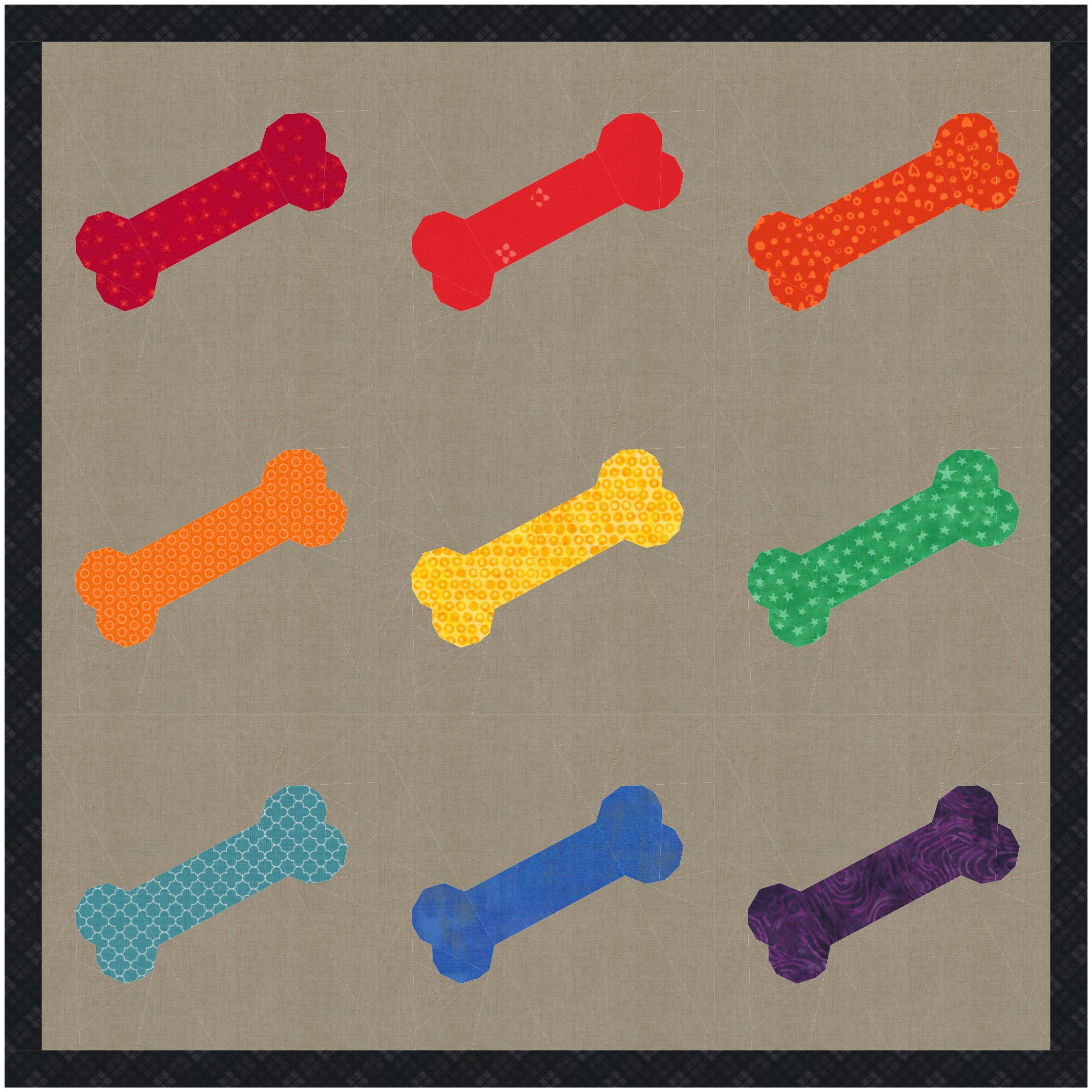 Give a Dog a Bone. Foundation Paper Piecing Pattern (FPP Pattern ...