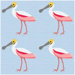 Spoonbill Roseate Foundation Paper Piecing Pattern (FPP), Quilt Block ...