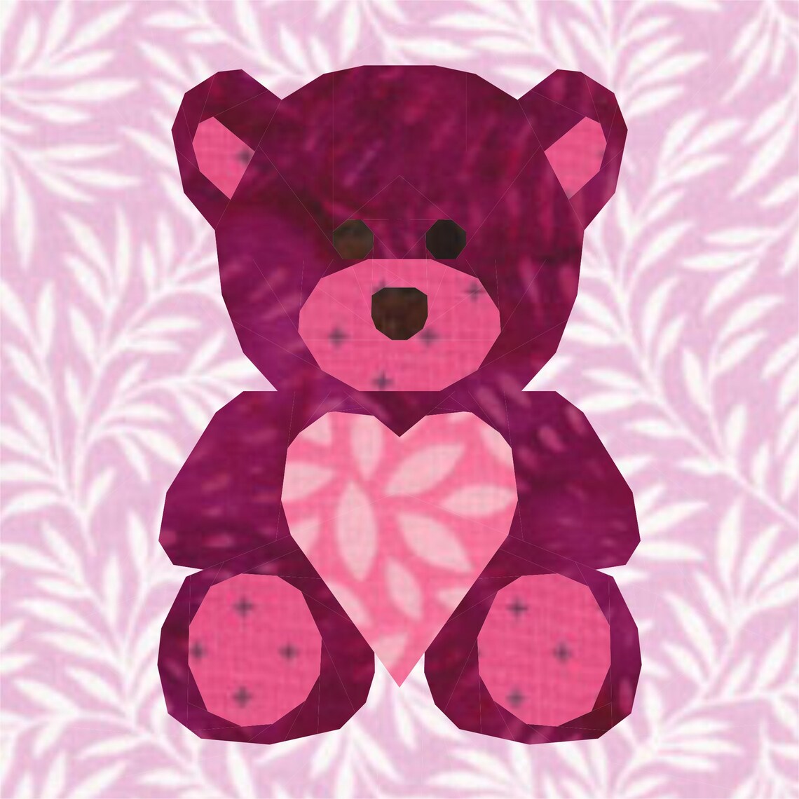 Teddy Bear Love Foundation Paper Piecing Pattern FPP Quilt - Etsy