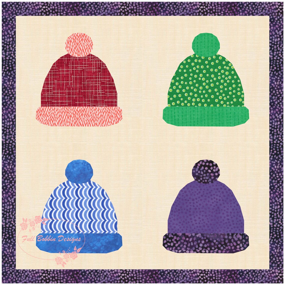 Bobble Hat Foundation Paper Piecing Pattern (FPP), Quilt Block, PDF ...