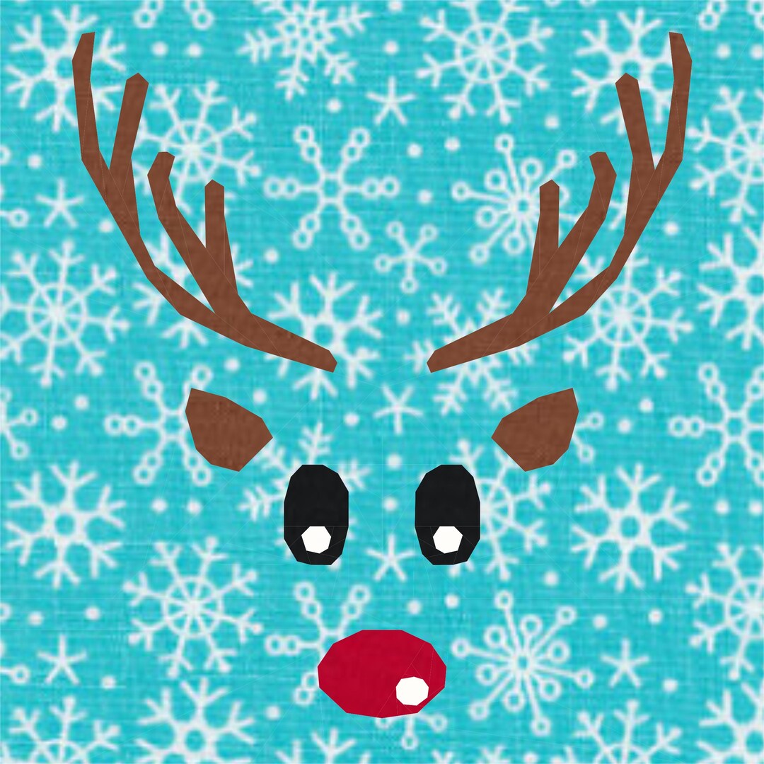 Red Nosed Reindeer, Foundation Paper Piecing Pattern (FPP), Quilt Block ...