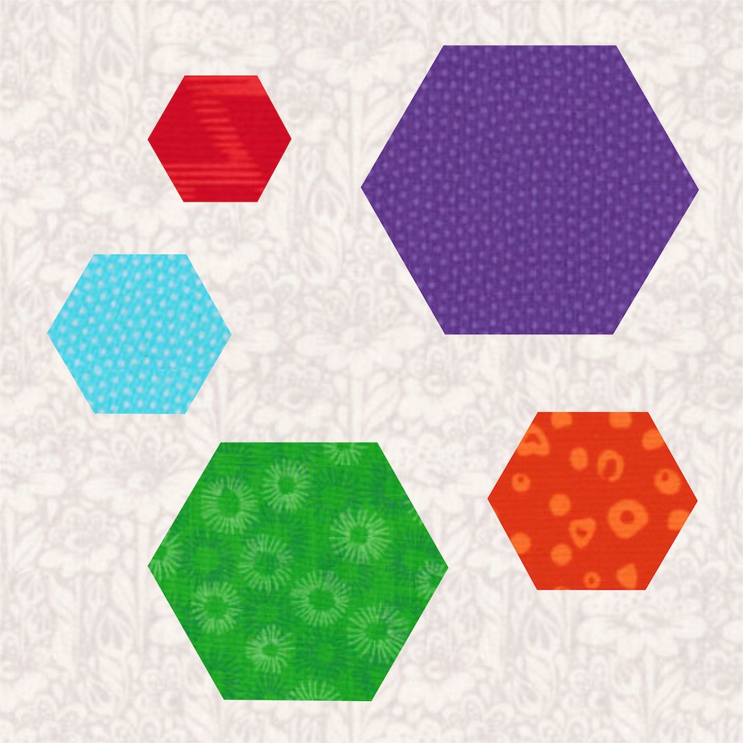 Hexie Patch, Hexagons, Foundation Paper Piecing Pattern (FPP), Quilt Block, PDF Pattern, 4 Sizes ...