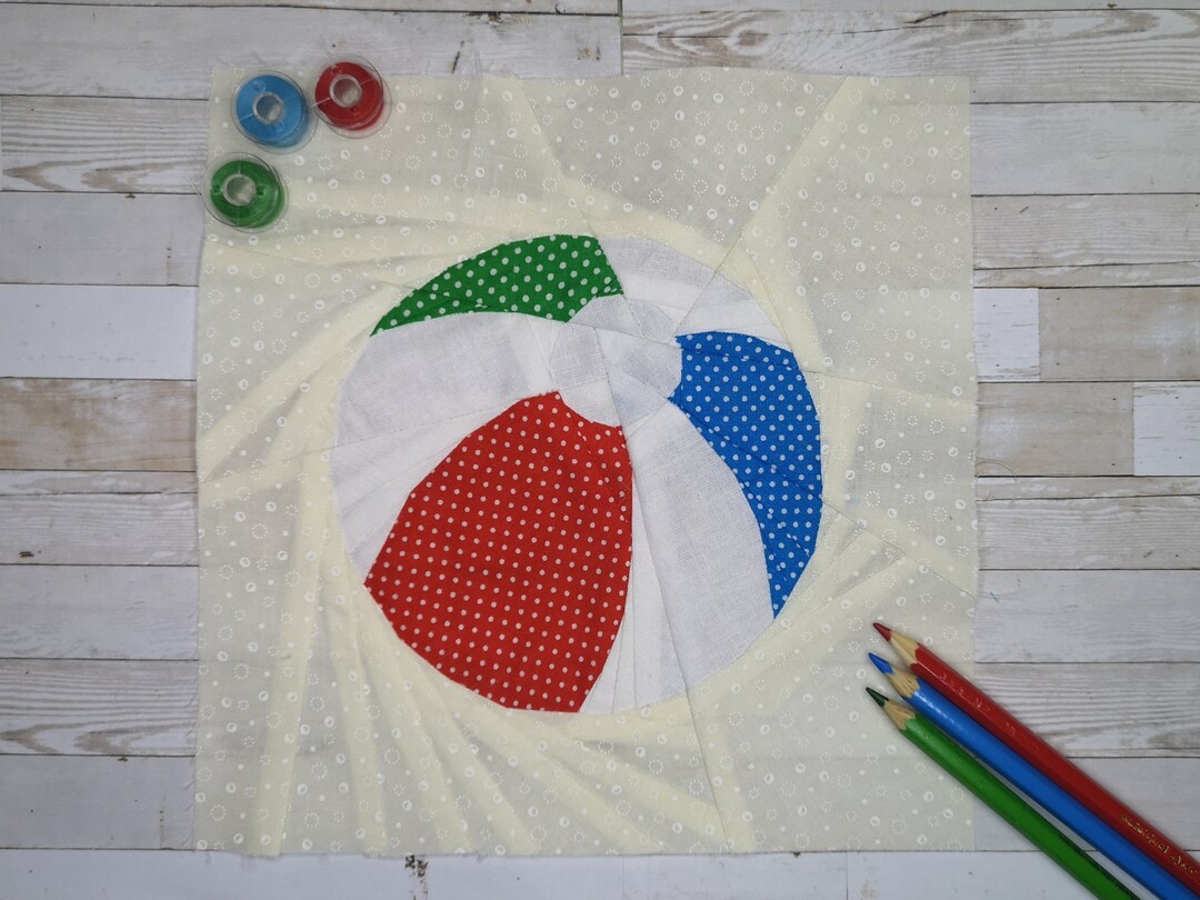 Beach Ball Foundation Paper Piecing Pattern (FPP), Quilt Block, PDF ...