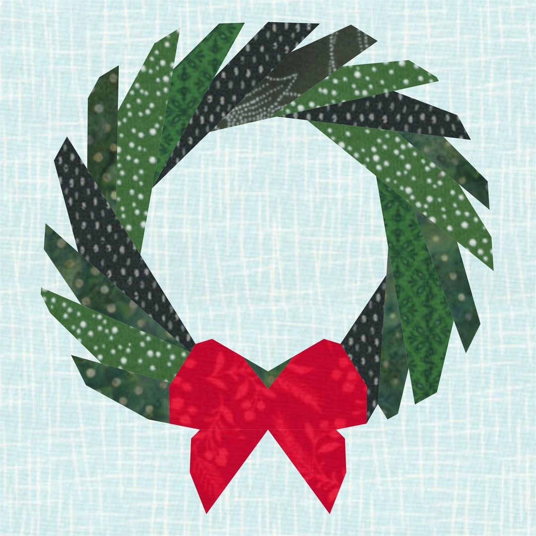 Christmas Wreath, Foundation Paper Piecing Pattern (FPP), Quilt Block ...
