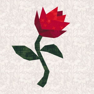 Single Rose, Flower Foundation Paper Piecing Pattern (FPP), Quilt Block ...